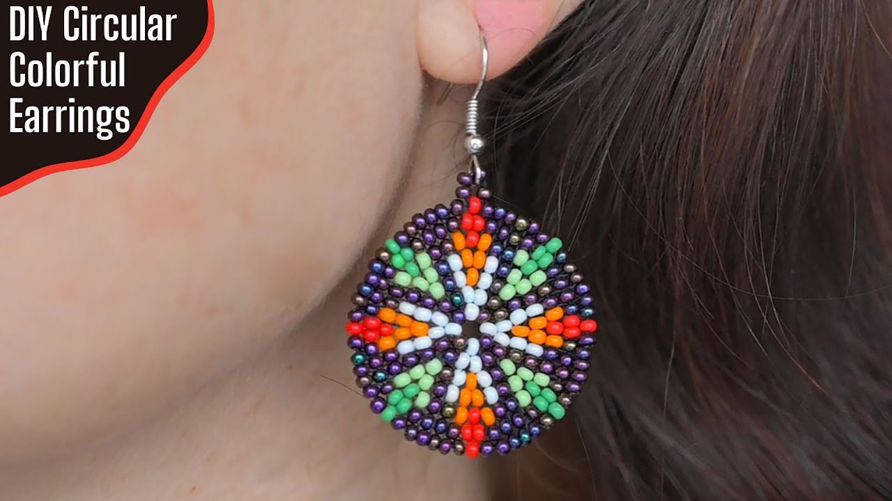 New Circular Spring Beaded Earrings Tutorial Youtube