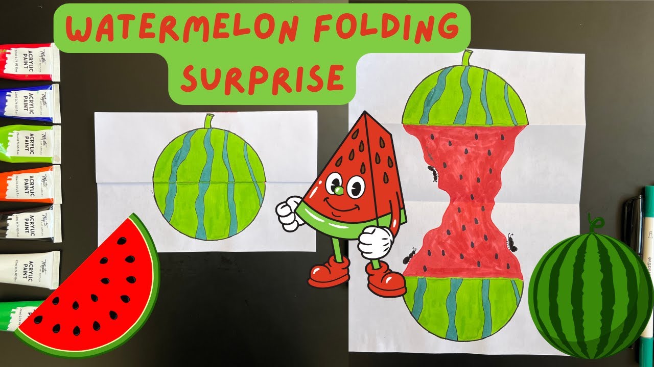 How To Draw A Watermelon Folding Surprise For Kids Fun And Easy