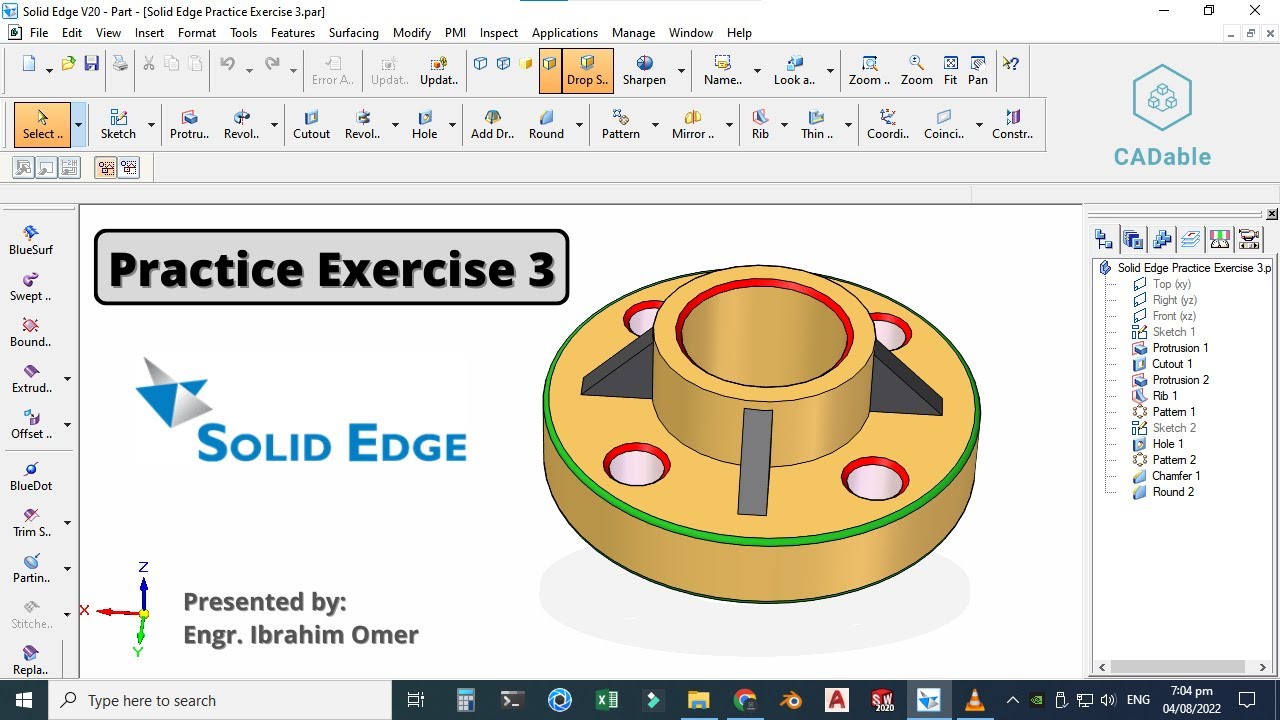 Practice Exercise 3 Solid Edge Solid Edge V20 Tutorials Create Rib