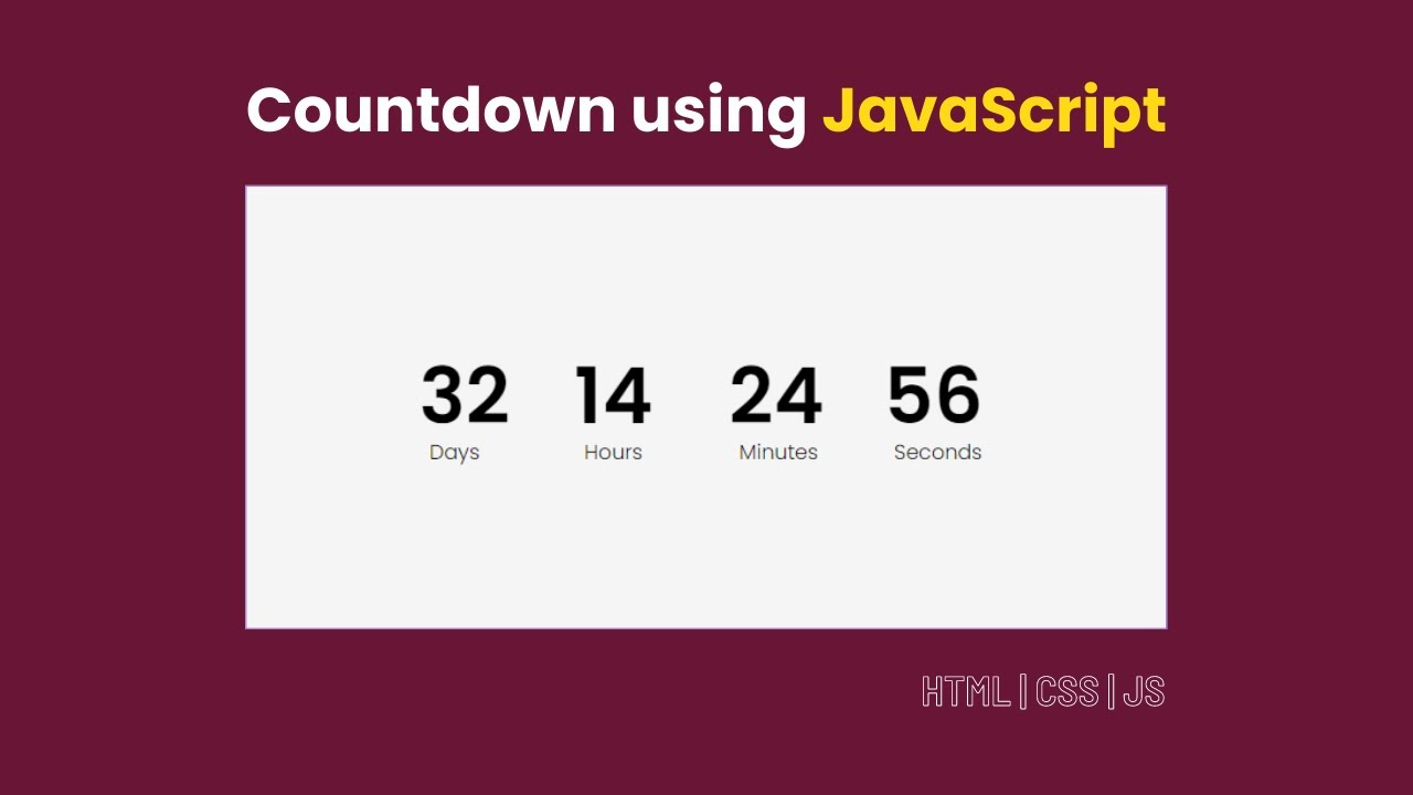 Time Countdown Using Javascript Vanilla Javascript Youtube