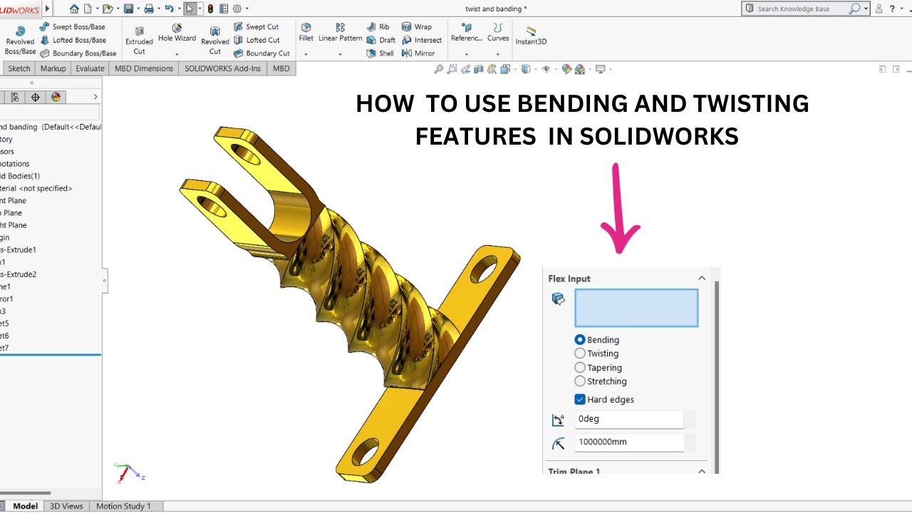Shocking Solidworks Twist And Bending Feature How To Use Flex Feature
