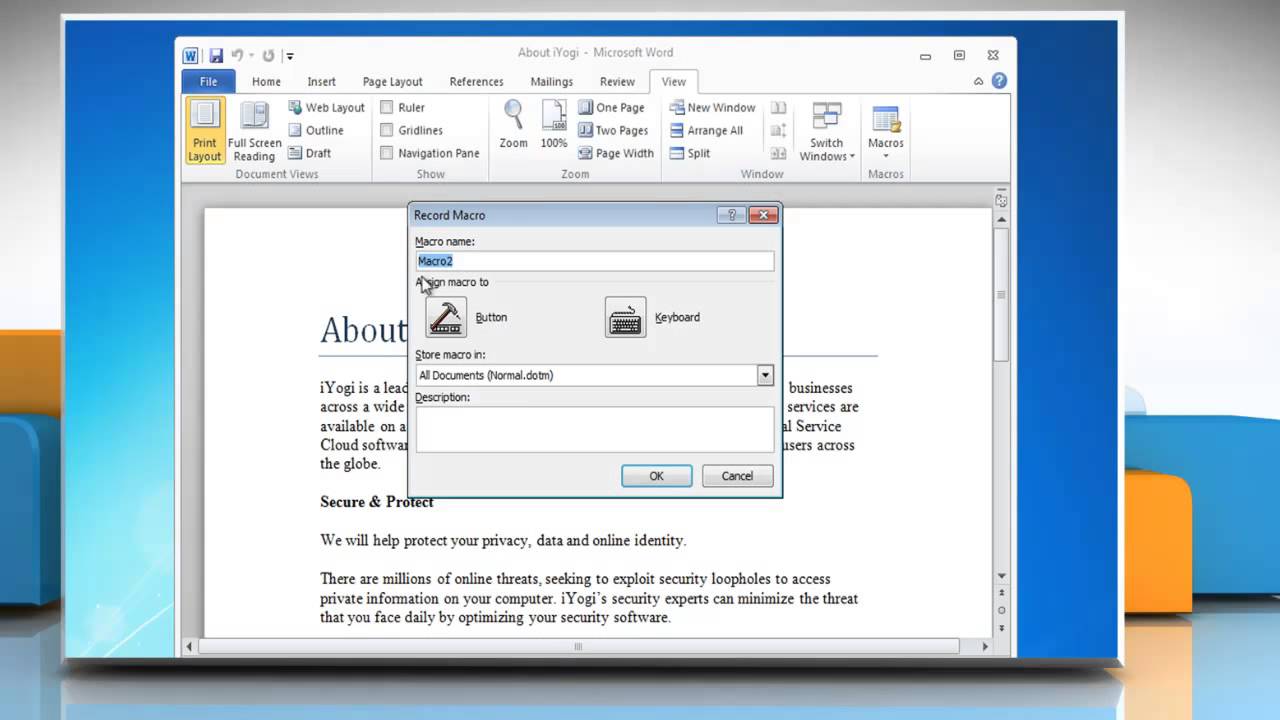 How To Record A Macro In Word 2010 Youtube