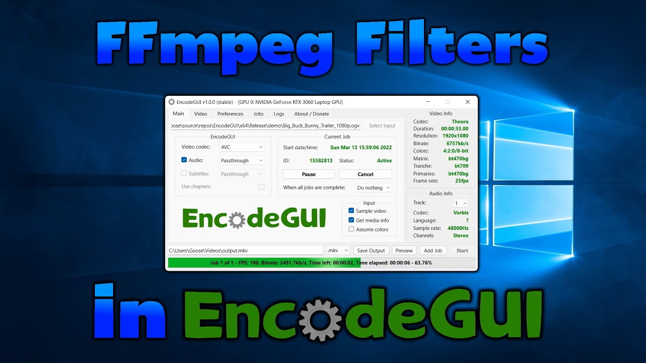 Encodegui Official Video Tutorial How To Use The Ffmpeg Filters Crop