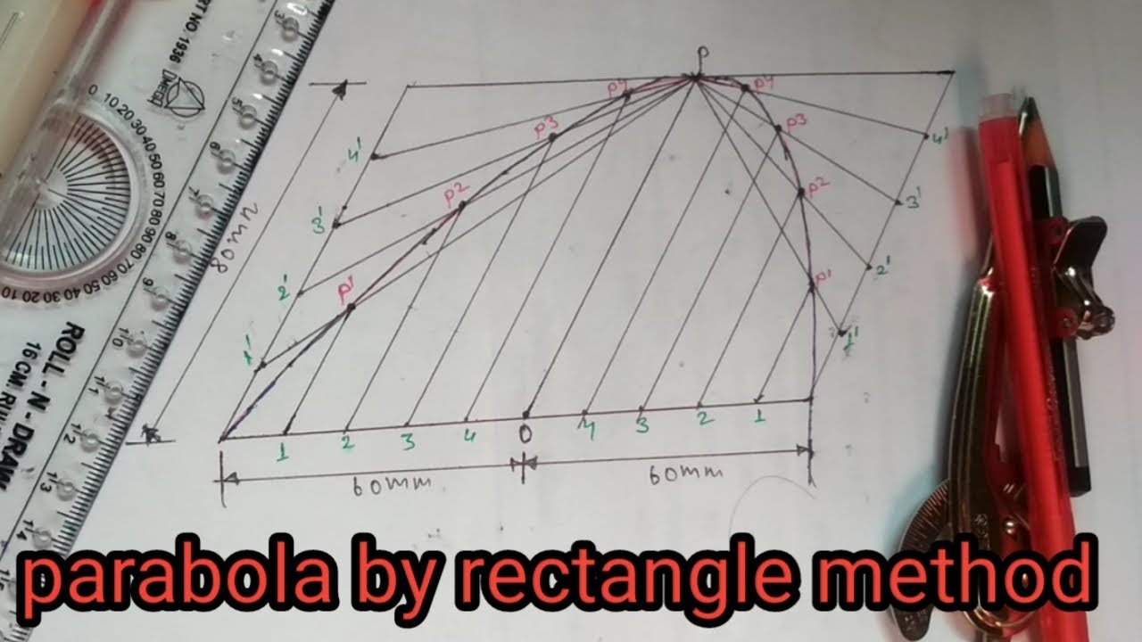 How To Draw Parabola By Rectangle Method For Engineering Drawing In