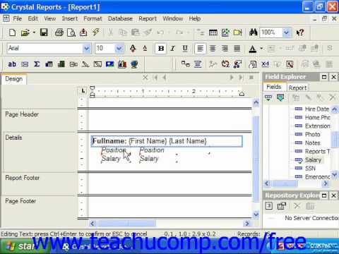 Crystal Reports Tutorial Formatting Part Of A Text Object Business