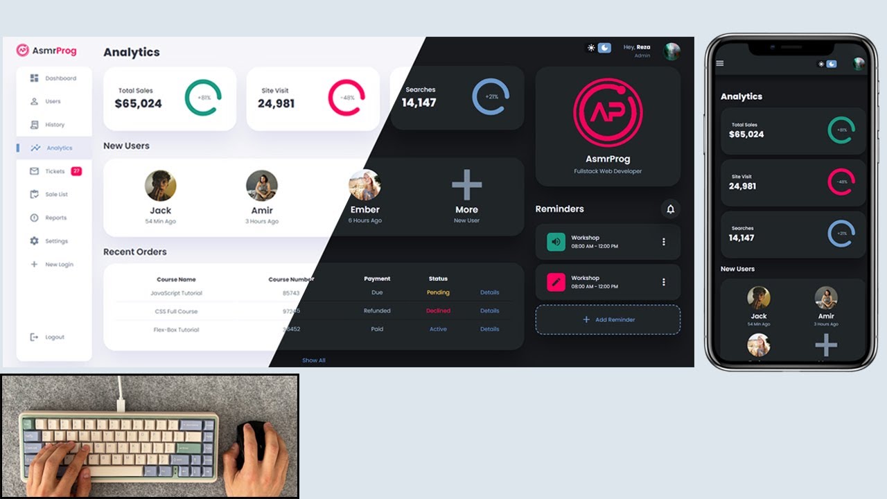 Asmr Programming Responsive Admin Dashboard With Light Dark Mode