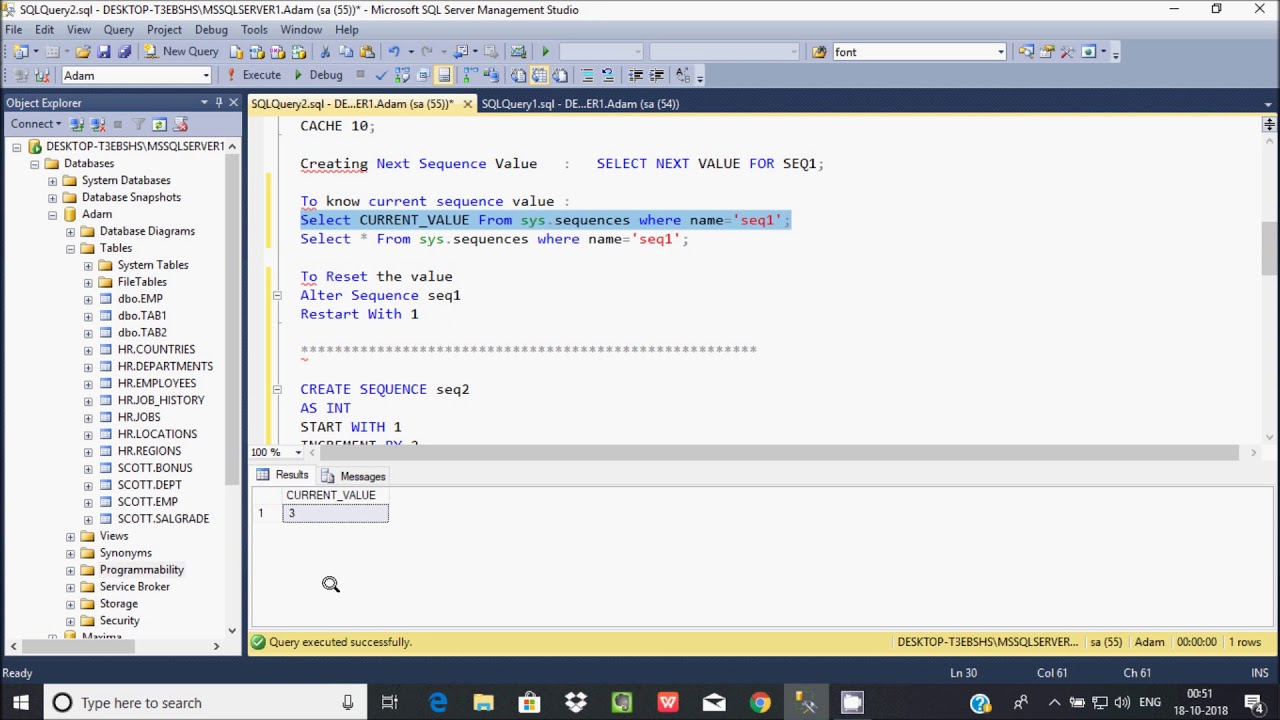 Sequence In Sql Server Youtube