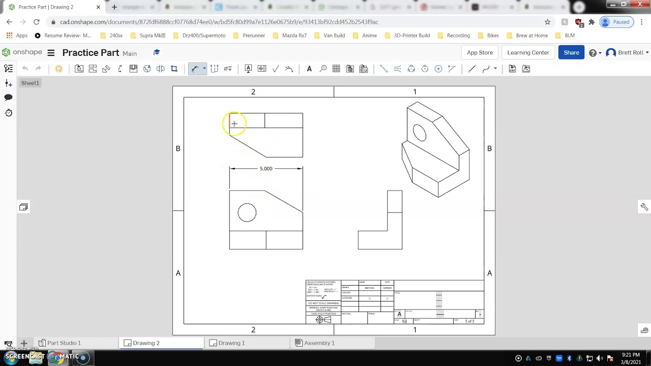 Creating A Drawing In Onshape Youtube