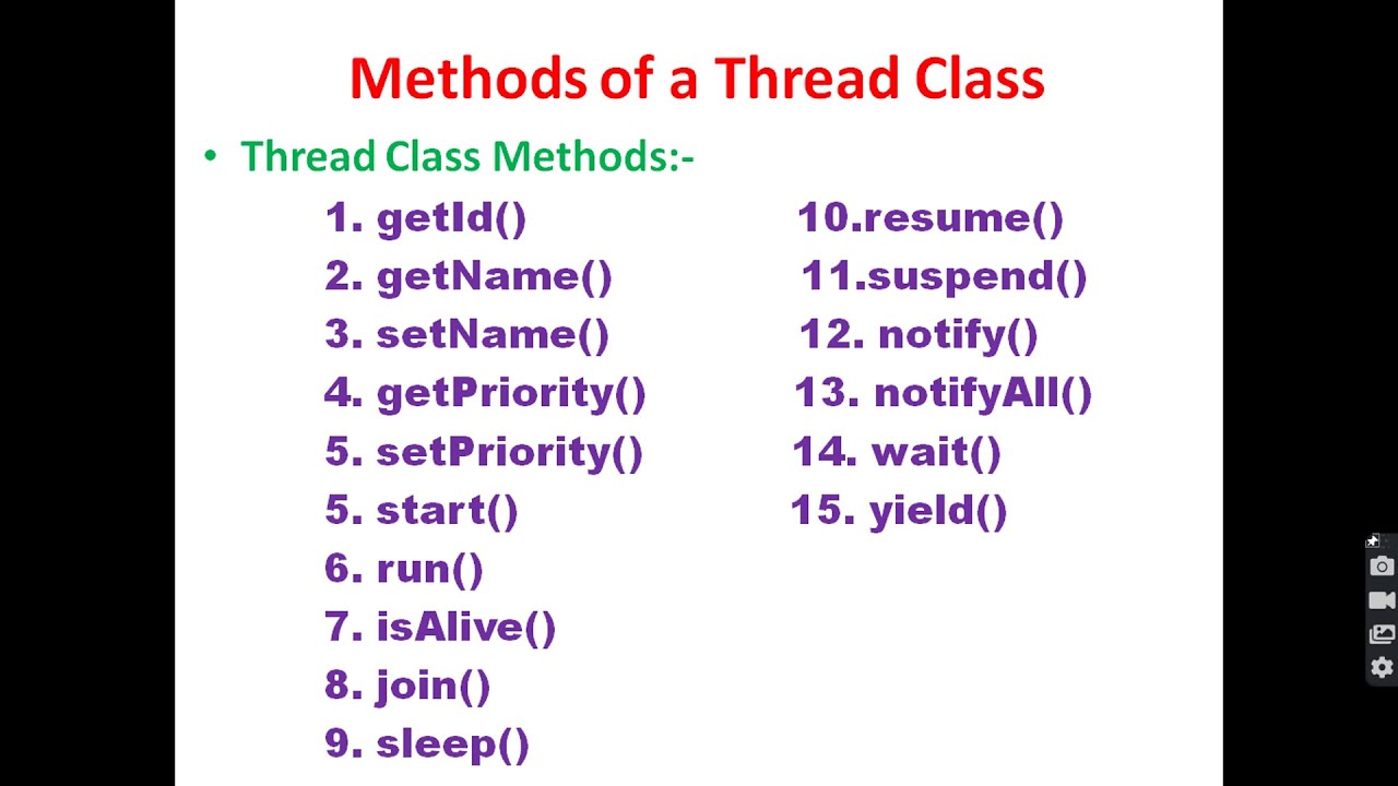 Mention Any Four Thread Methods In Java