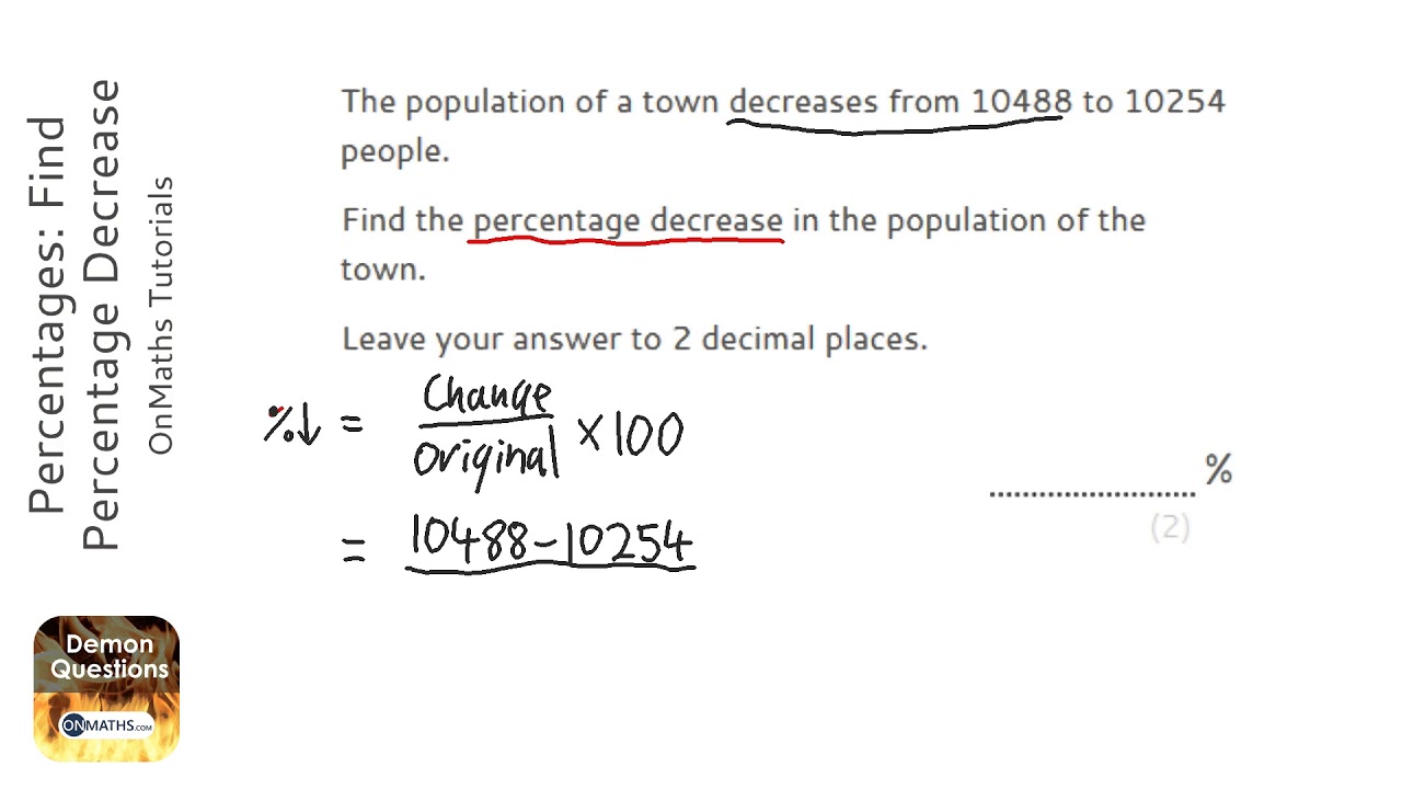 Percentages Find Percentage Decrease Grade 3 Onmaths Gcse Maths