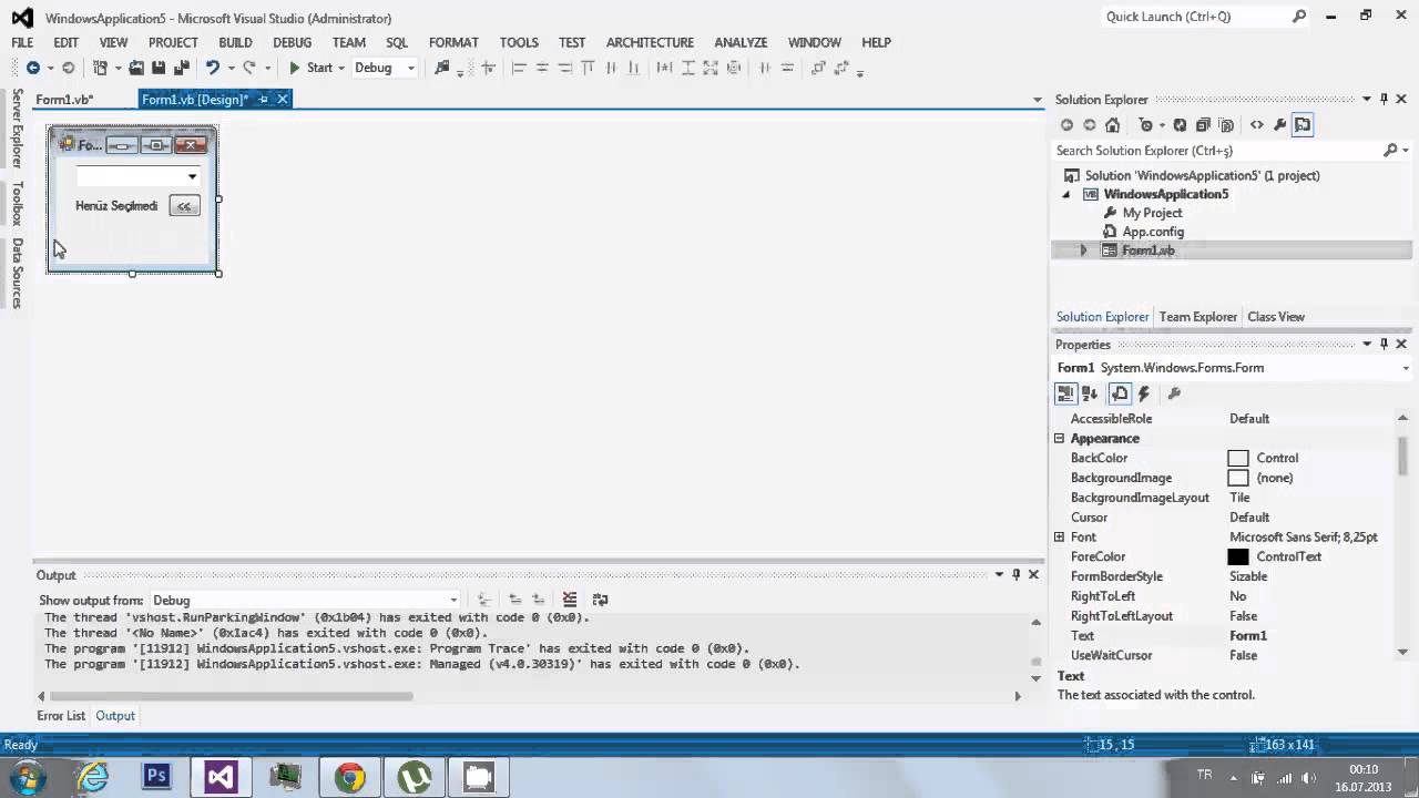 Visual Studio Combobox Kullanımı Youtube