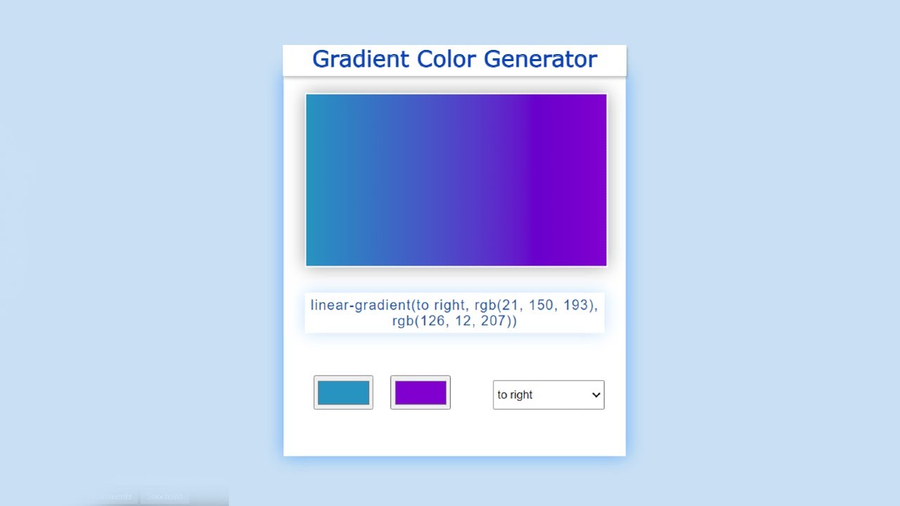 Gradient Color Generator Using Javascript Css Youtube