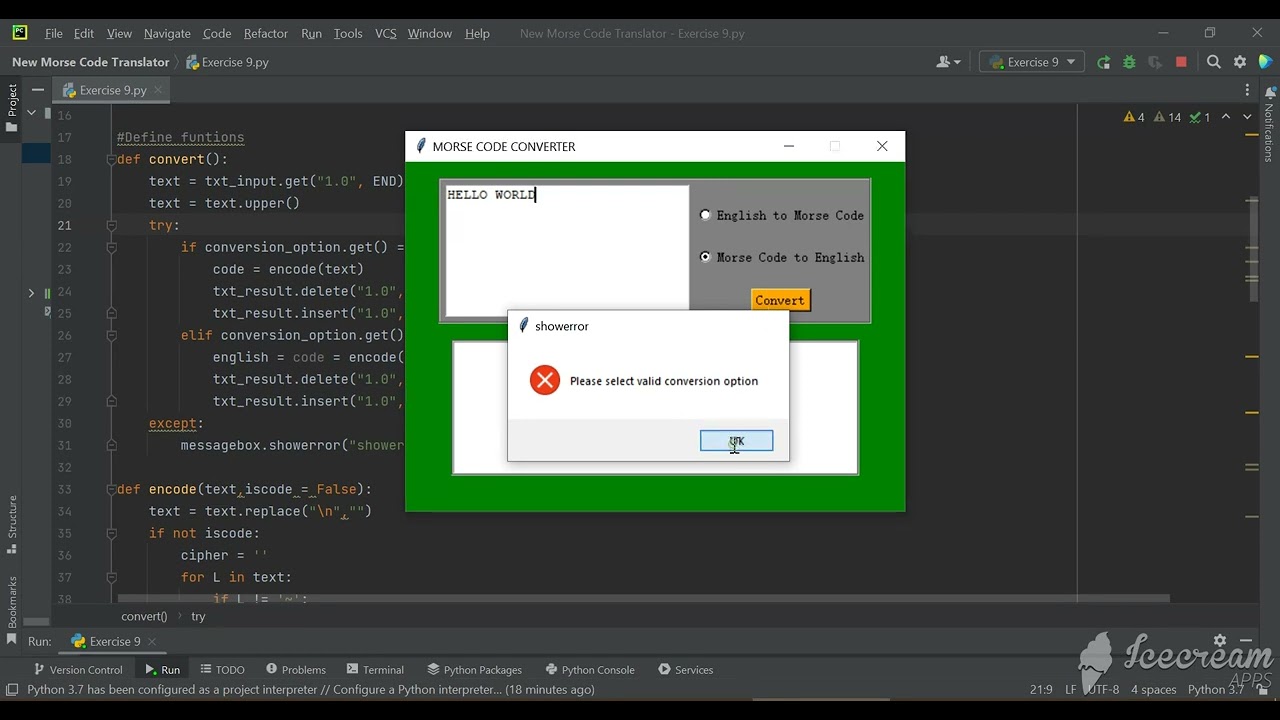 Morse Code Translator In Python Tkinter Youtube
