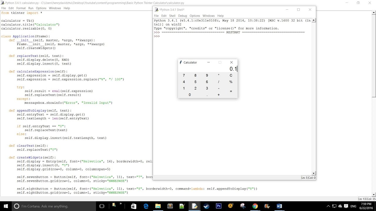 Python Tkinter Calculator Tutorial Part 1 User Interface Youtube
