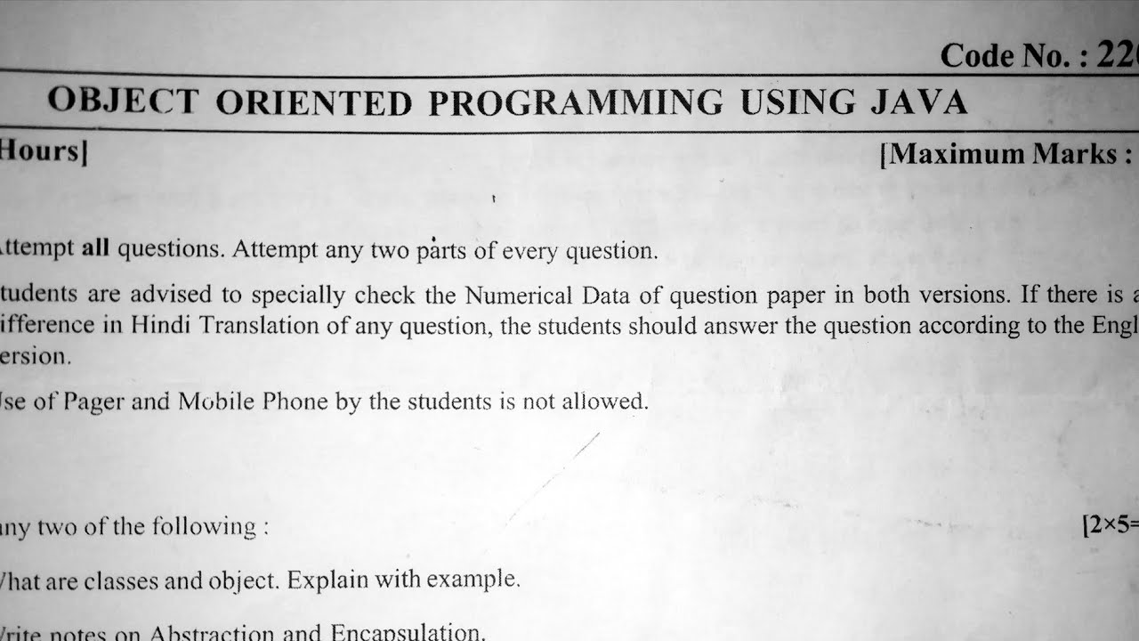 Object Oriented Programming Java Diploma Polytechnic 4th Semester