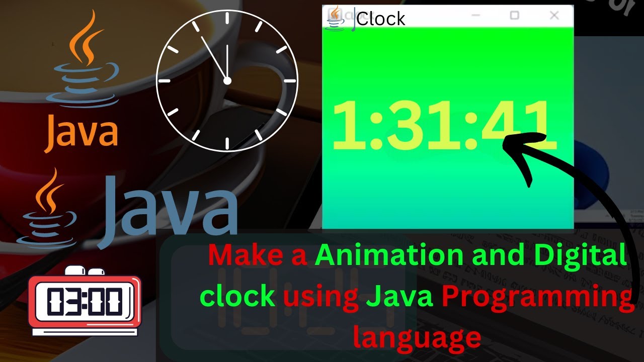 How To Make Digital Clock Using Java With Animation Ll Java Simple