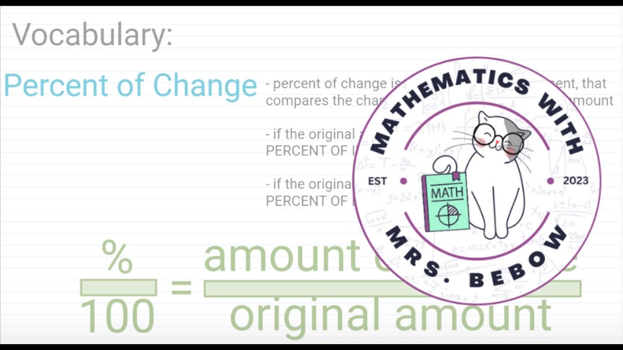 Percent Of Change Part 1 Percent Of Increase Youtube