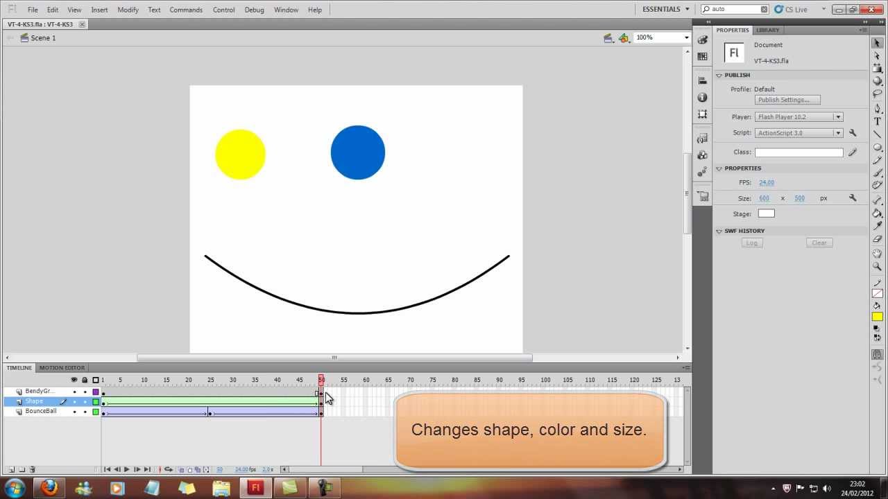 Tutorial 3 Flash Cs5 Shape Tween Youtube