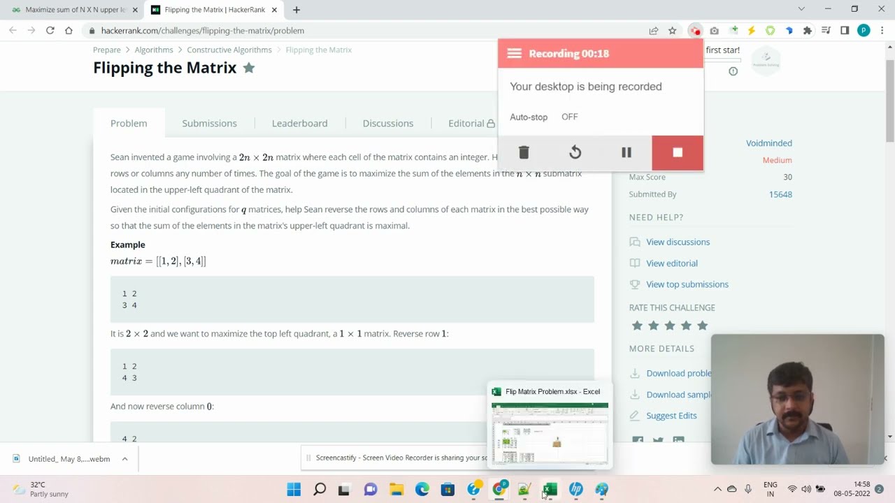 Flipping The Matrix Solution To Hackerrank Challenge Youtube