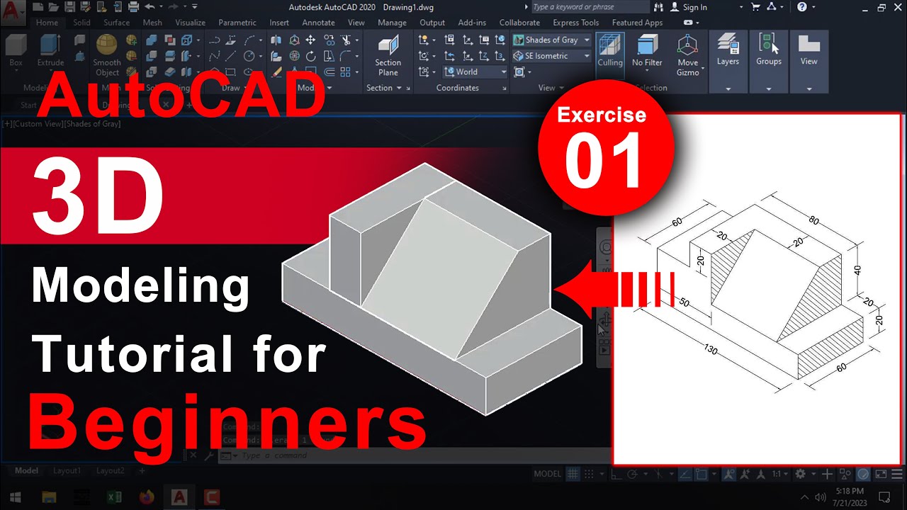 How To Learn Autocad 3d Drawing Autocad 3d Tutorial For Beginners