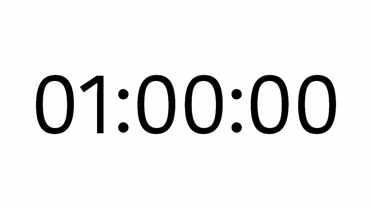 1 Hour Countdown Timer 4k No Sound White Youtube
