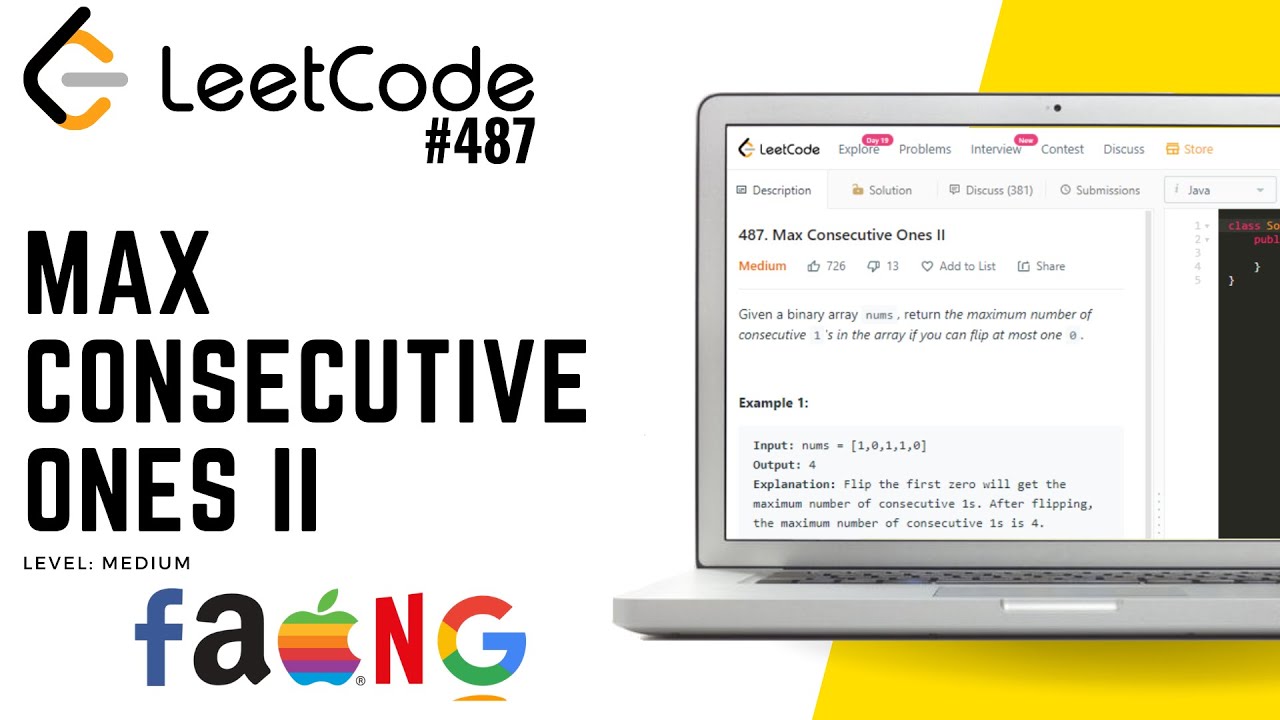 487 Max Consecutive Ones Ii Leetcode Medium Youtube