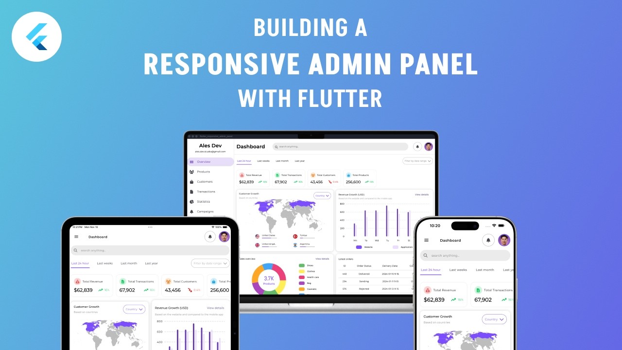 Responsive Admin Panel Or Dashboard Flutter Ui Design Tutorial