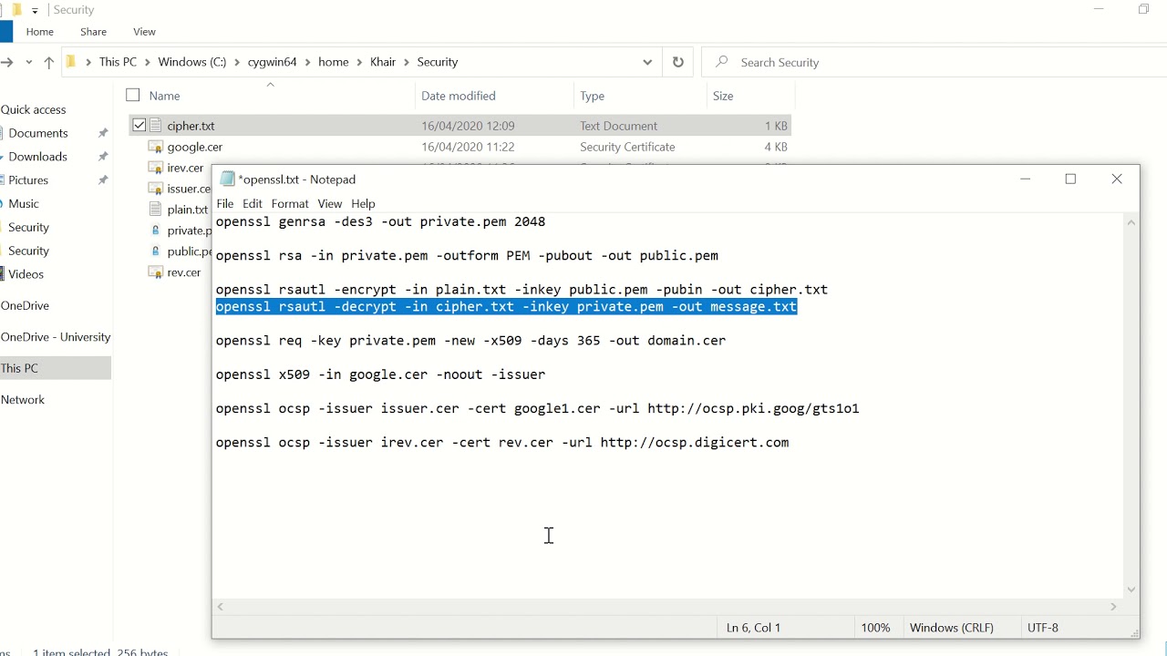 Openssl Public Key And Certificates Youtube