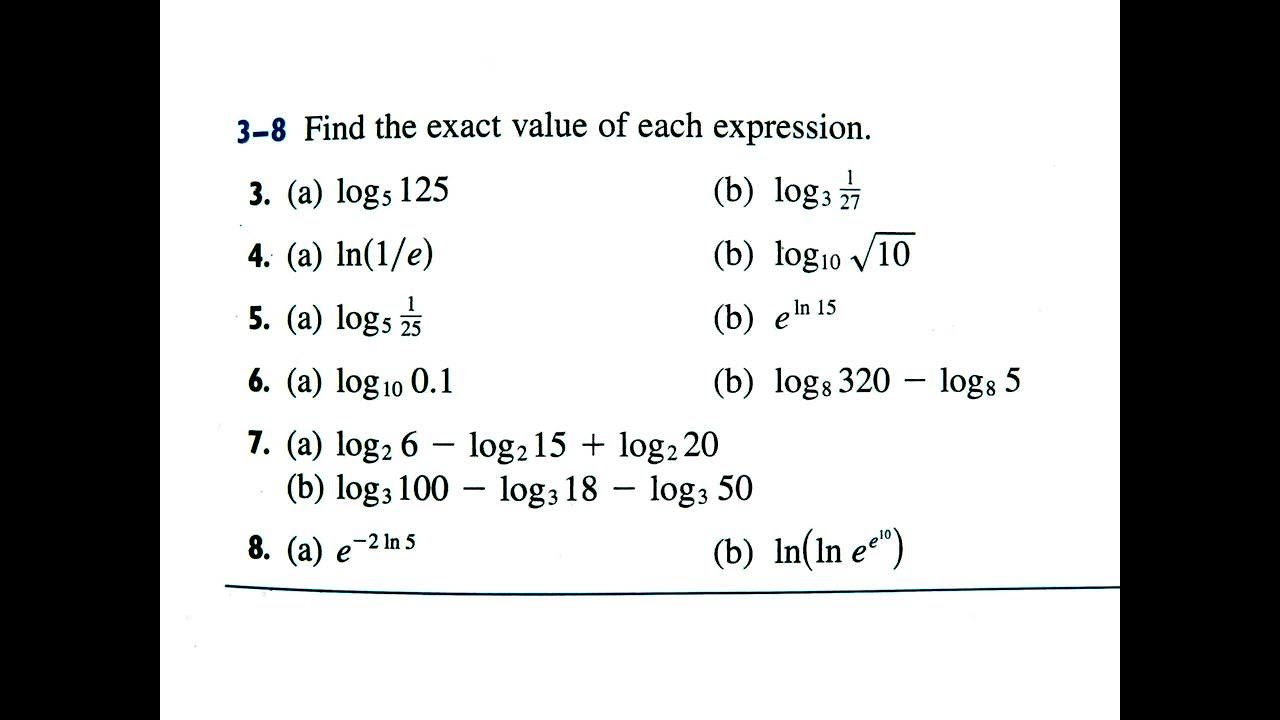 Logarithmic Practice Questions Youtube