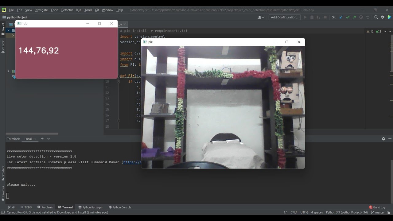 Live Color Detection Python Programming Youtube
