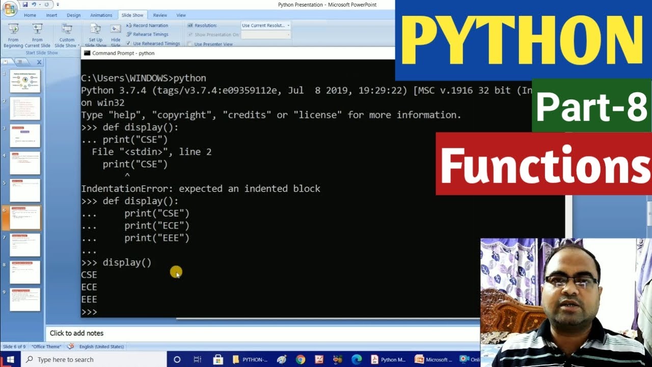 Python Part 8 Functions Youtube