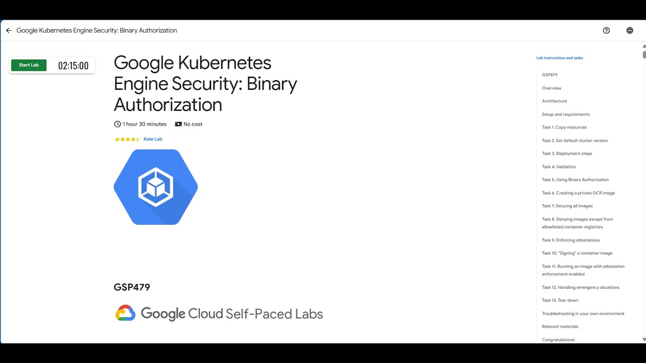 Google Kubernetes Engine Security Binary Authorization Gsp479