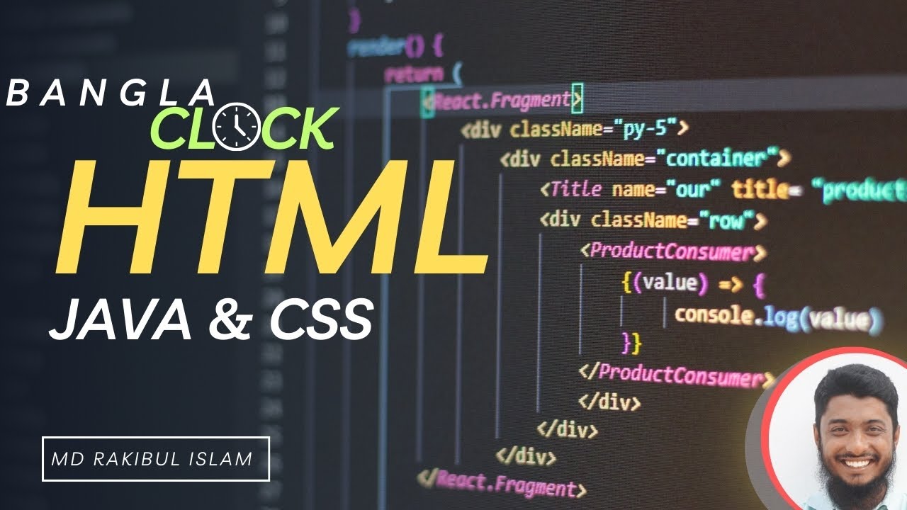 Create Awesome Bangla Digital Clock Javascript Project Source
