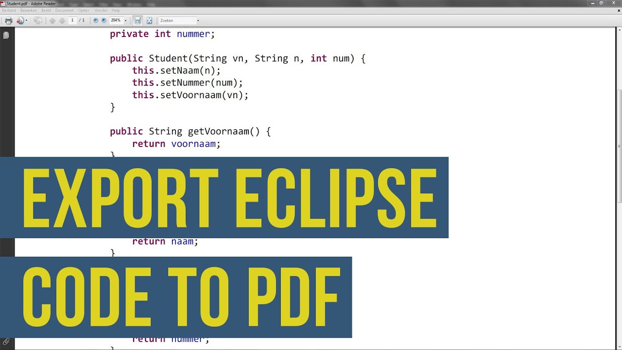 How To Export Eclipse Java Code To Pdf Inc Syntax Highlighting Youtube