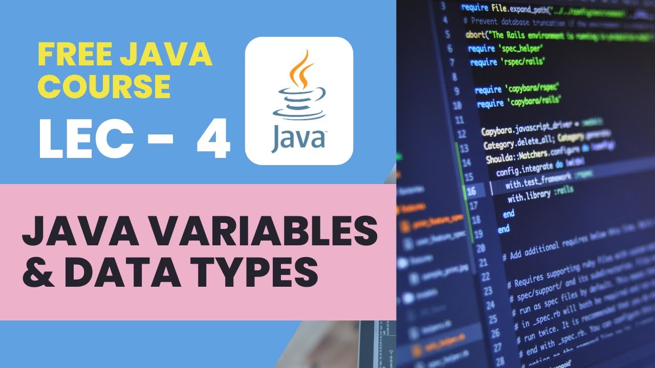 Java Tutorial Data Types Variables In Java Programming Youtube