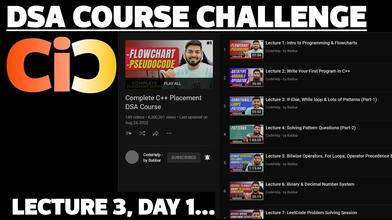 Day 1 Dsa Course Challenge Lovebabbar Lecture 3 Youtube