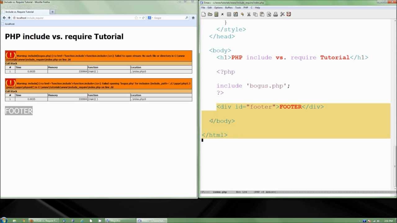 Php Include Vs Require Tutorial Youtube