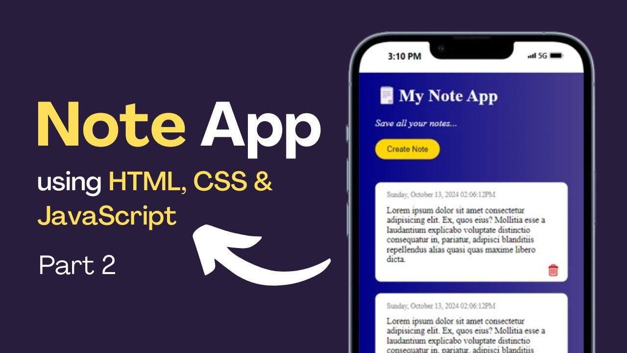How To Create A Stylish Note App Using Html Css And Javascript Part