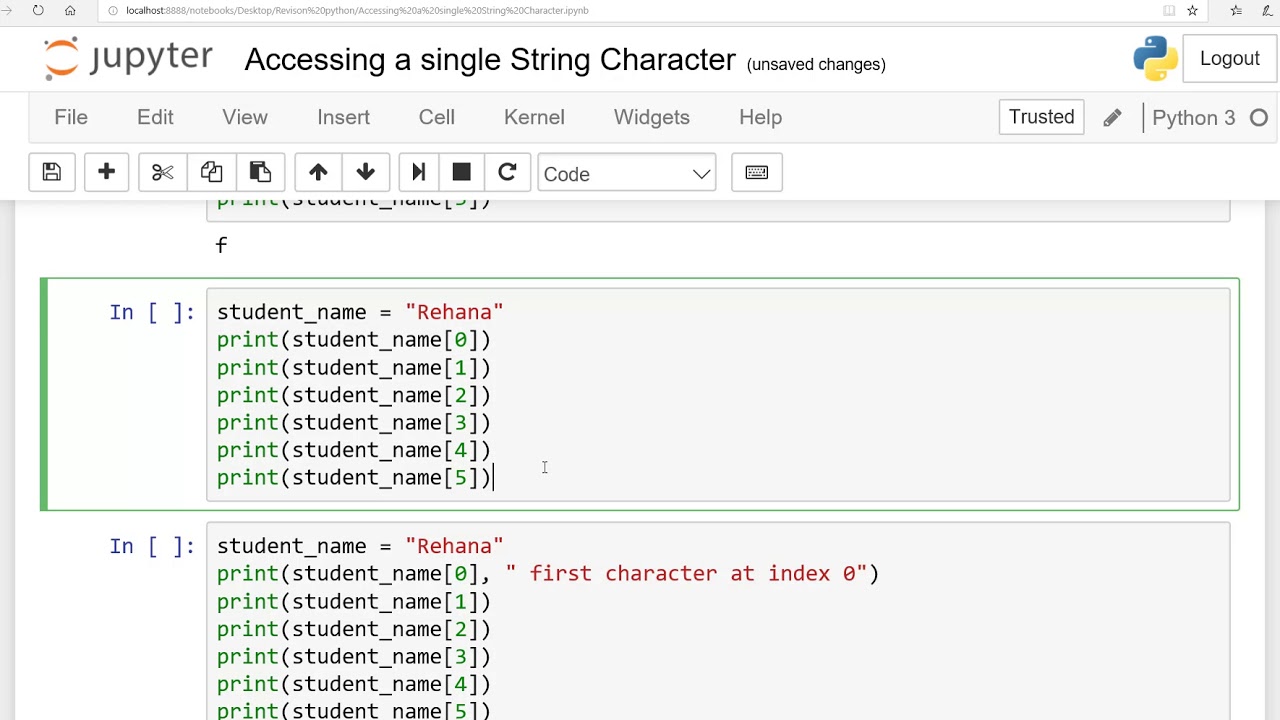 Fundamentals Of Python Lesson 1 Accessing A Single String Character