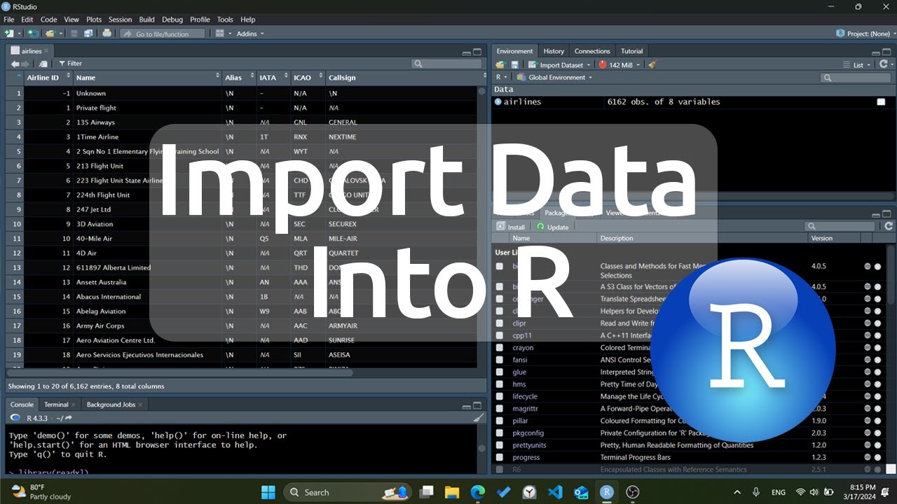 Import Data Into R Studio Youtube