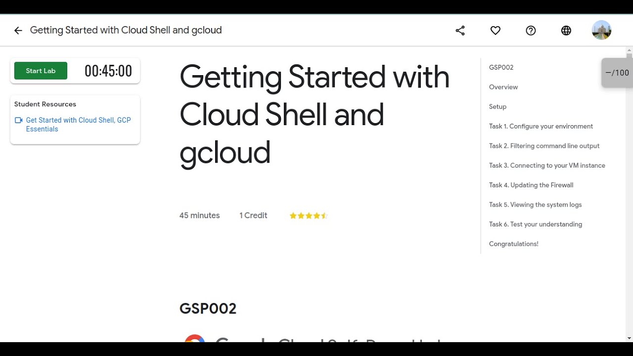 Getting Started With Cloud Shell And Gcloud Gsp002 Youtube