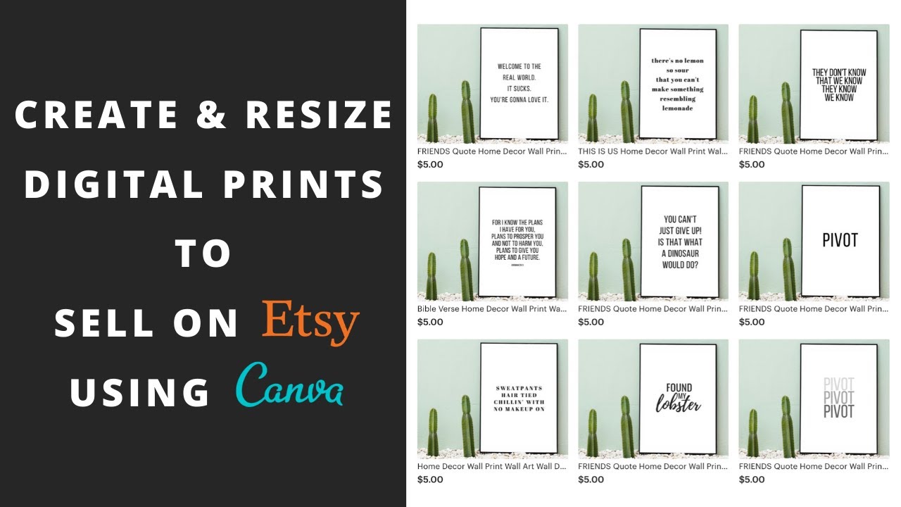 How To Create Resize Digital Prints To Sell On Etsy Easy Canva