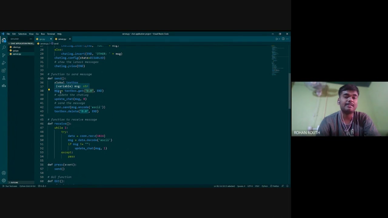 Simple Chat Gui Using Tkinter In Python Youtube