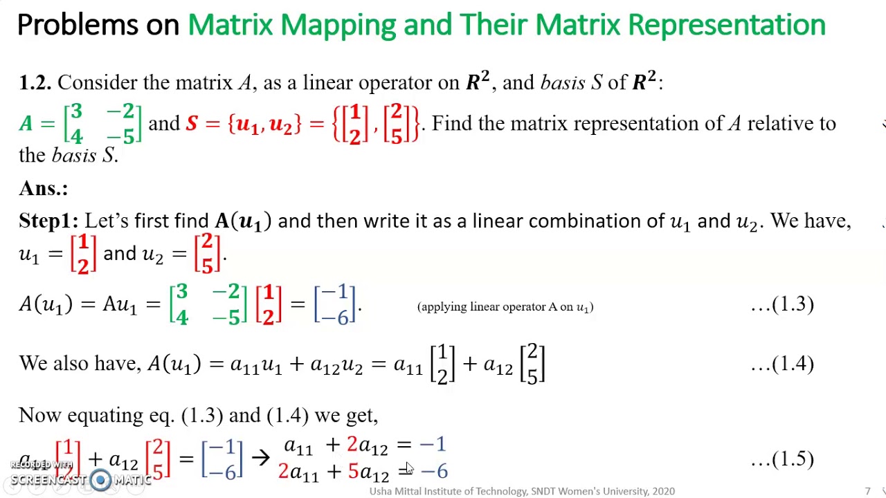 Matrix Mapping And Their Matrix Representation Youtube