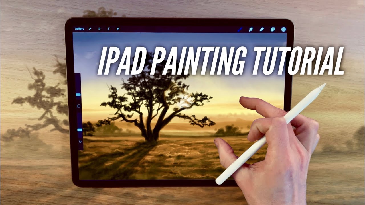 Ipad Painting Tutorial Tree Sunset Landscape Art In Procreate Youtube
