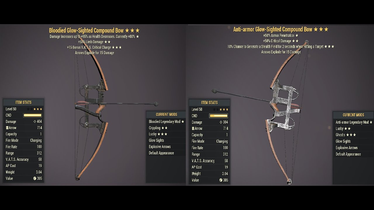 Fallout 76 Bloodied Anti Armor Compound Bow Youtube