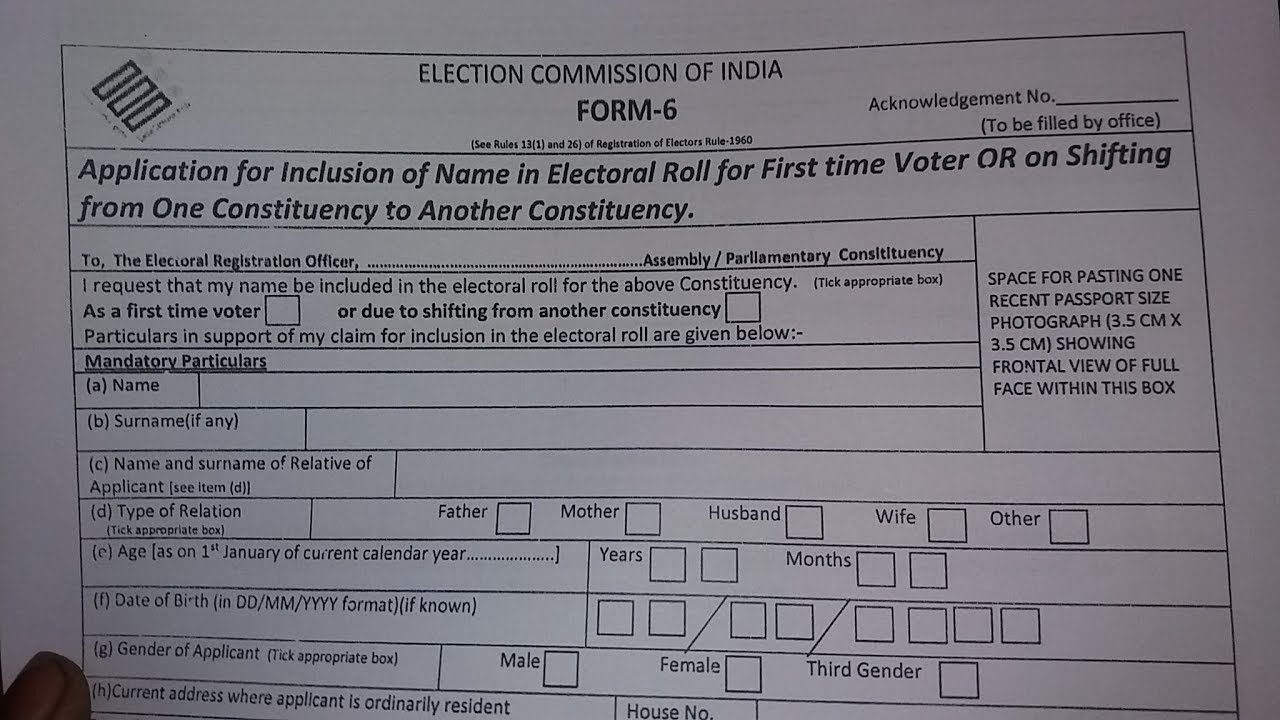 How To Fill Voter Id Card Form Printable Forms Free Online