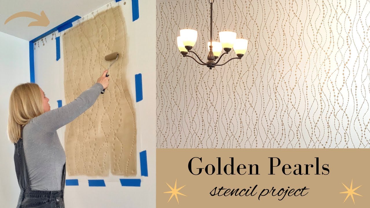 Stenciling An Accent Wall With Metallic Paint And Cutting Edge Stencils