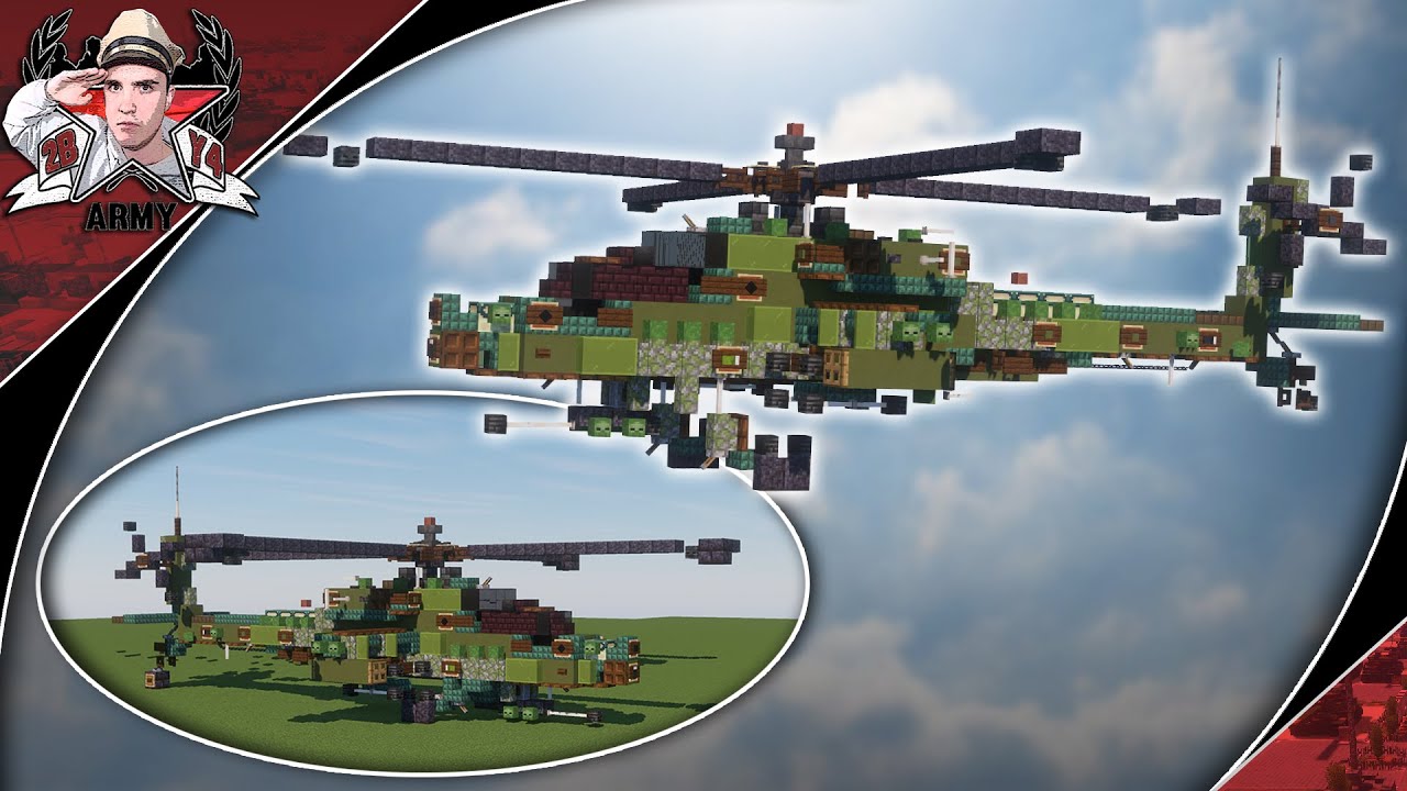 Minecraft Modern Ah 64e Apache Guardian Attack Helicopter Tutorial