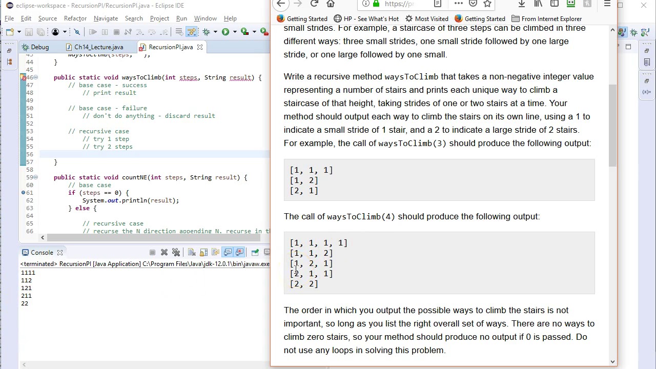 Building Java Programs Chapter 12 Exercise 12 18 Waystoclimb Youtube